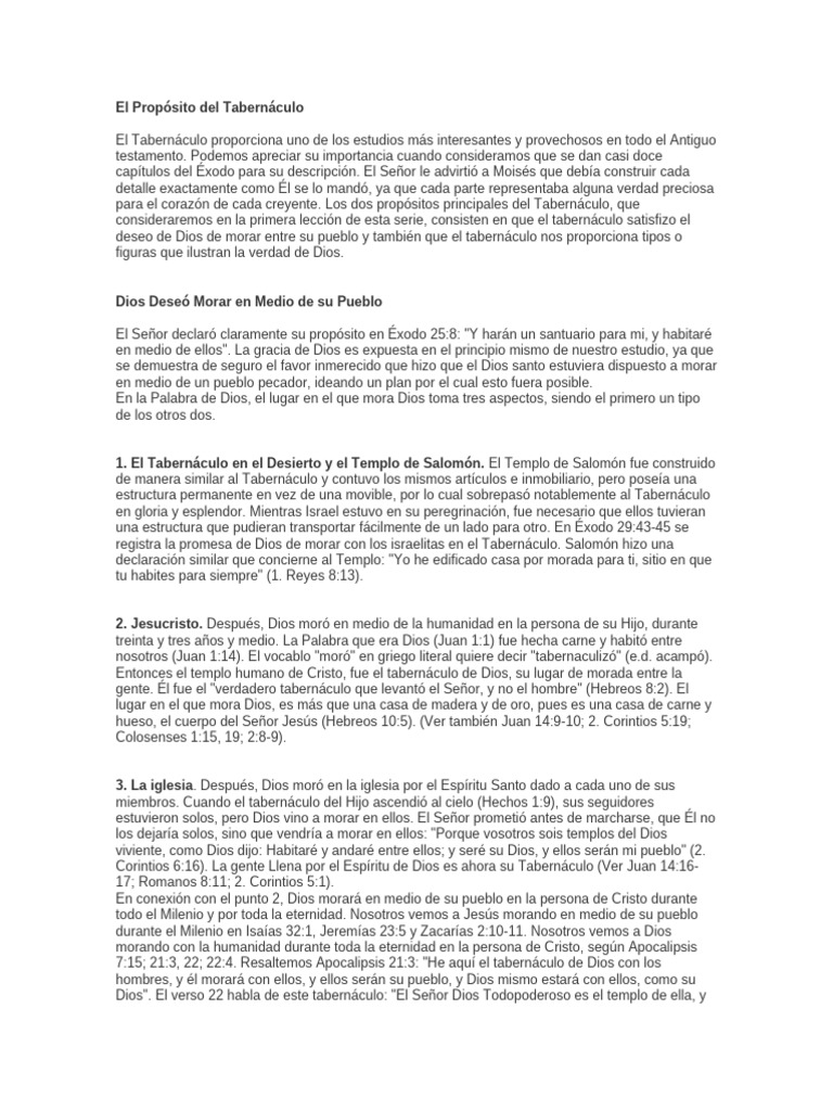 El Propósito Del Tabernáculo | PDF | Cristo (título) | Tabernáculo