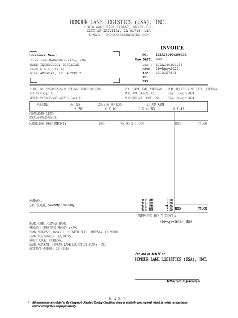 Honour Lane Logistics Overview | PDF