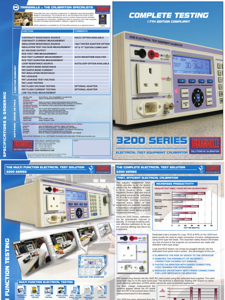 Transmille 3200 Electrical Calibrator | PDF | Electrical Impedance ...