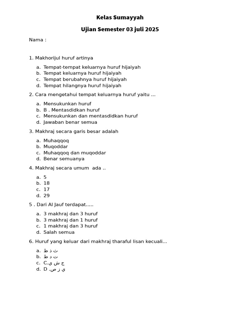 Kelas Sumayyah | PDF