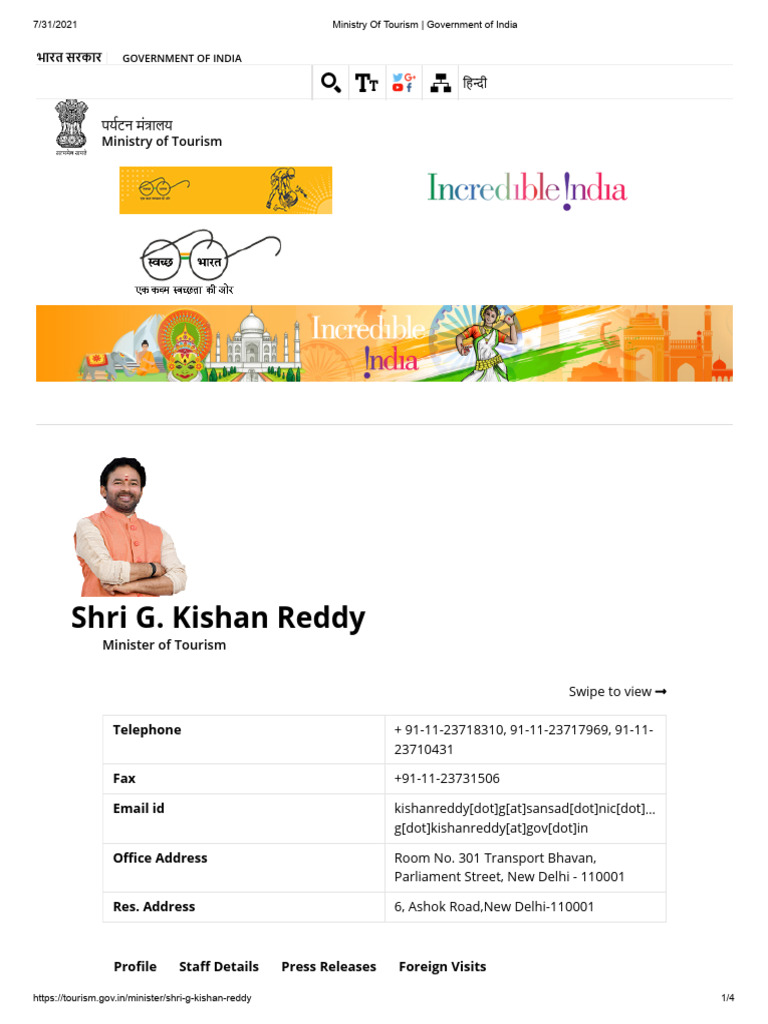 Ministry of Tourism - Government of India | PDF | Government ...