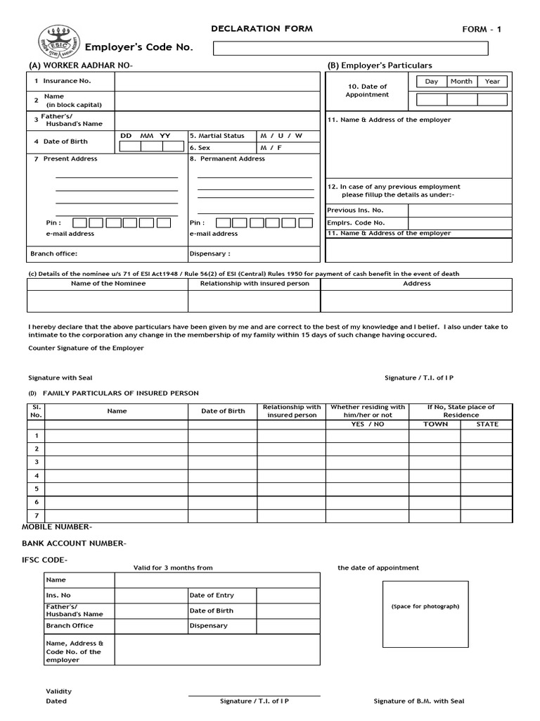 Esic Declaration Withbank Acnt | PDF | Business