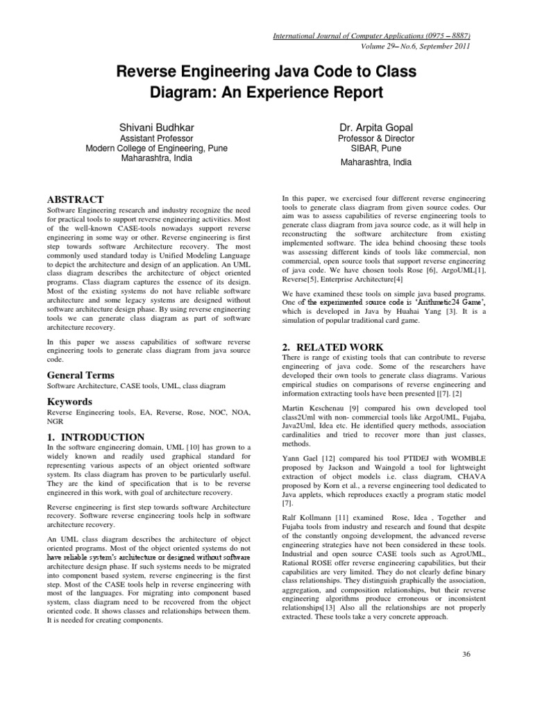 Reverse Engineering Java Code To Class Diagram: An Experience Report | PDF | Class (Computer ...