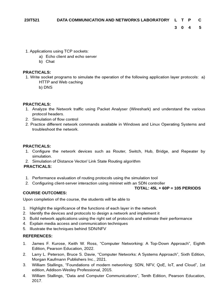 data communication and network lab | PDF | Computer Network | Network Socket