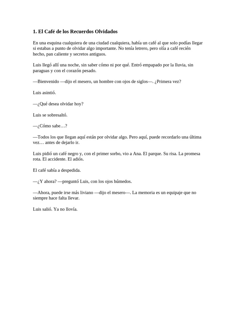 Café para olvidar recuerdos tristes | PDF