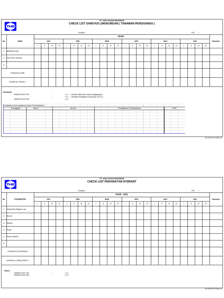 Hydrant Weekly Maintenance Check Sheet | PDF