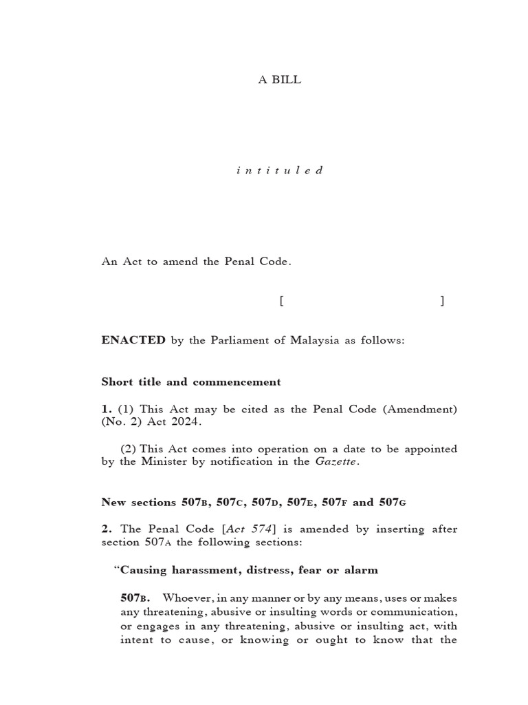 Amendments to Section 507 Penal Code | PDF | Crimes | Crime & Violence