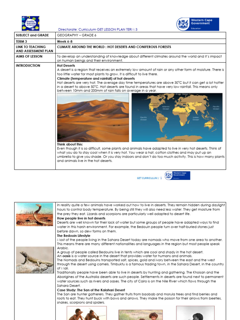 Hot Deserts: San vs. Tuareg Survival | PDF | Desert | Forests