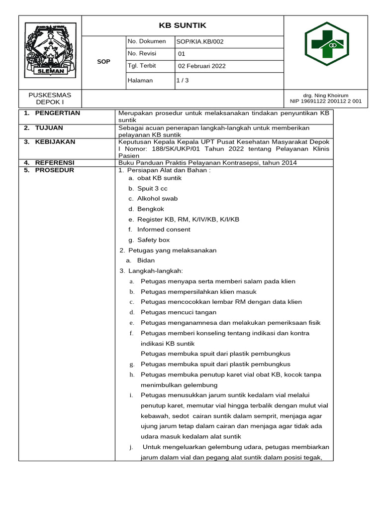 02. Sop Kb Suntik Rev 01 | PDF