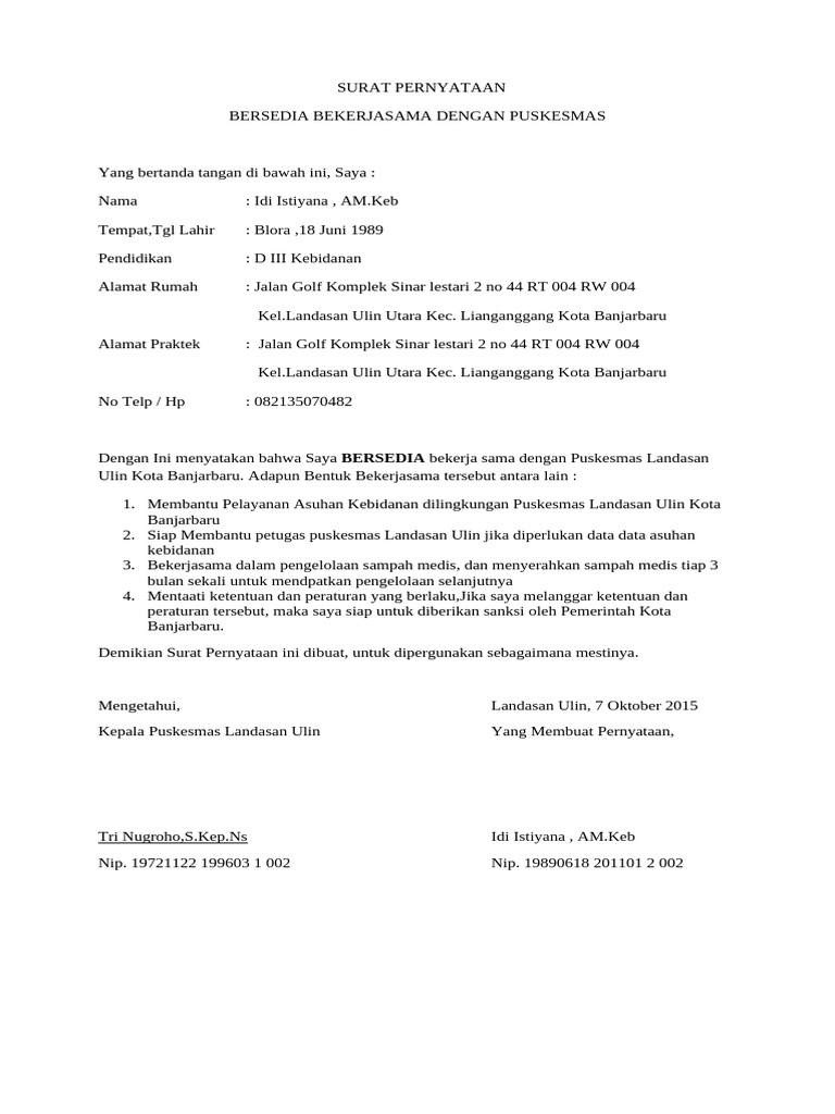 Surat Pernyataan Ibi | PDF