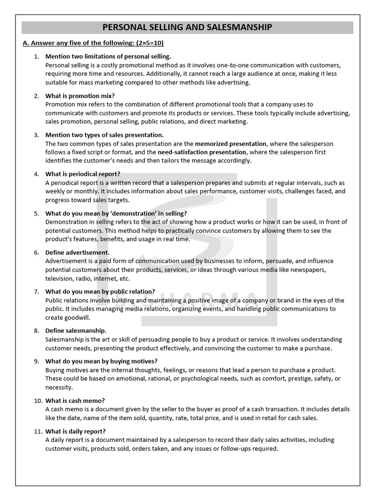 Personal Selling and Salesmanship Overview | PDF | Sales | Motivation