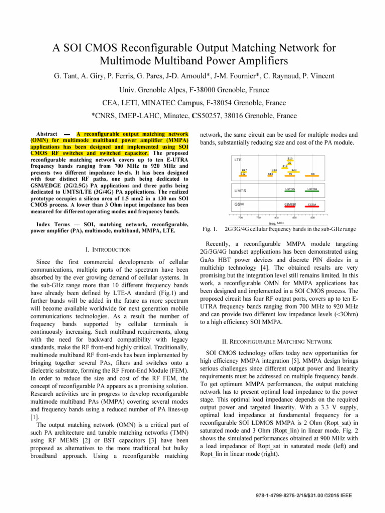 Reconfigurable CMOS Matching Network for MMPA | PDF | Amplifier | Inductor