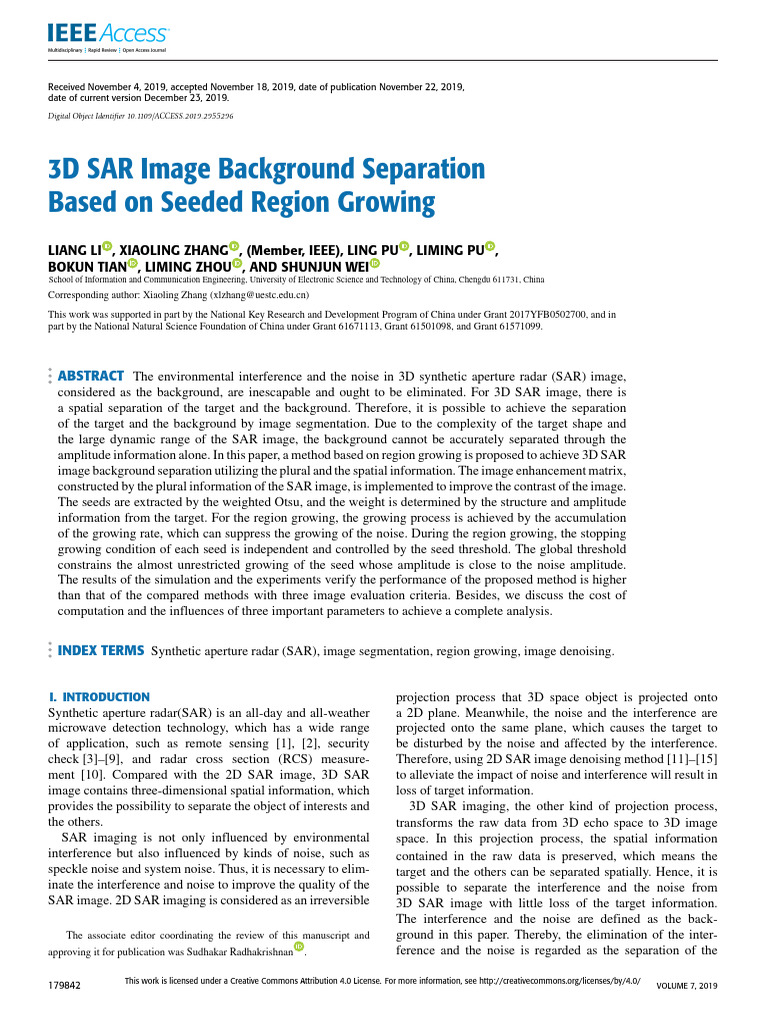 2019 - 3D SAR Image Background Separation Based on Seeded Region Growing | PDF | Image ...