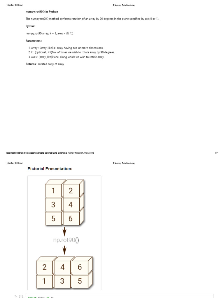 Rotate Arrays with numpy.rot90() | PDF | Computer Programming