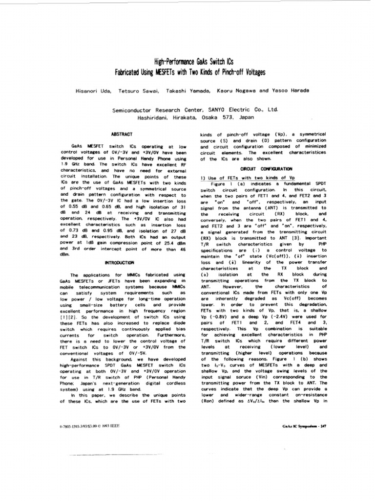 1993_GaAsICSymposium_Hisanori_Uda_High Performance GaAs Switch ICs ...
