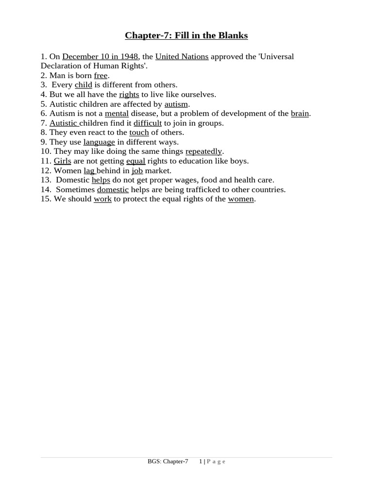 Chapter 7 BGS Fill in The Blank | PDF