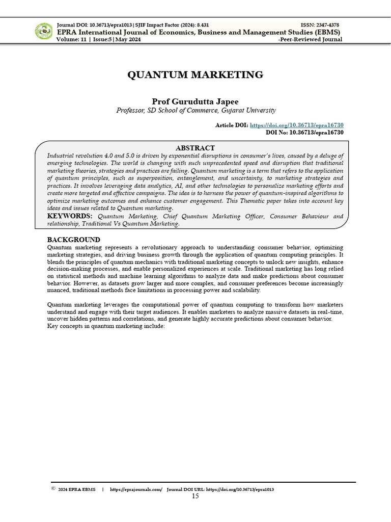 544pm - 3.epra Journals 16730 | PDF | Quantum Computing | Marketing