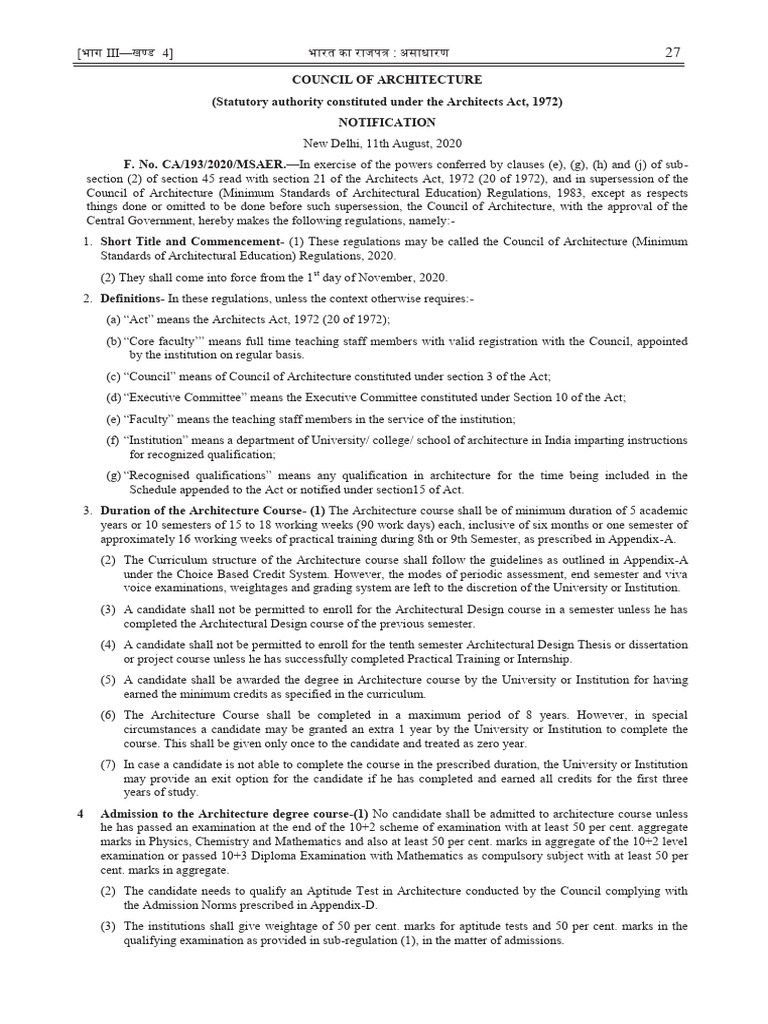 COA Minimum Standards for Architecture 2020 | PDF | Beam (Structure ...