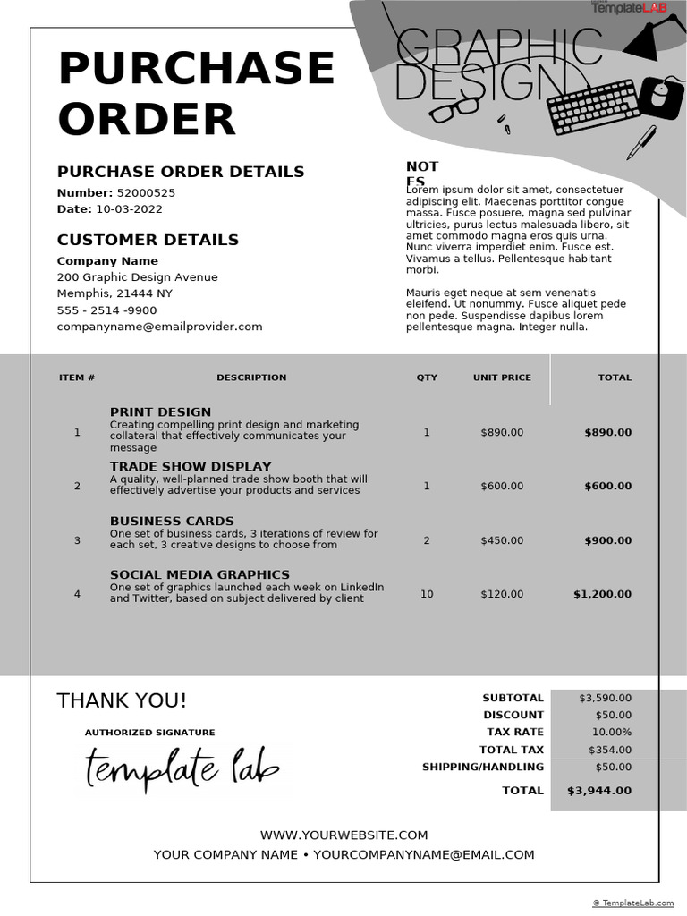 Purchase Order Receipt #52000525 | PDF | Graphic Design