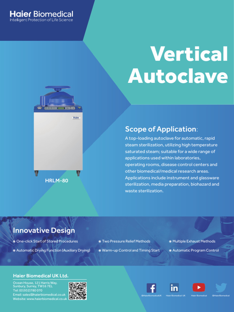 UK版 Vertical Autoclave HRLM-80 高压灭菌器 2023.04.26 | PDF | Sterilization (Microbiology) | Door