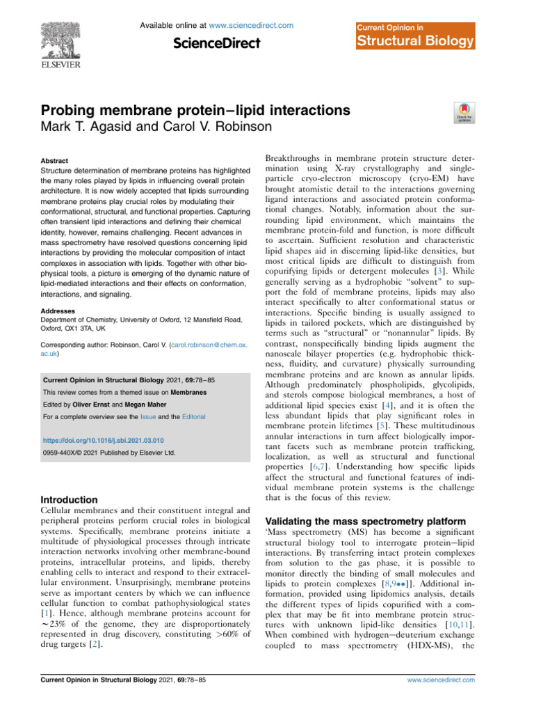 Probing Membrane Protein–Lipid Interactions | PDF | Cell Membrane ...