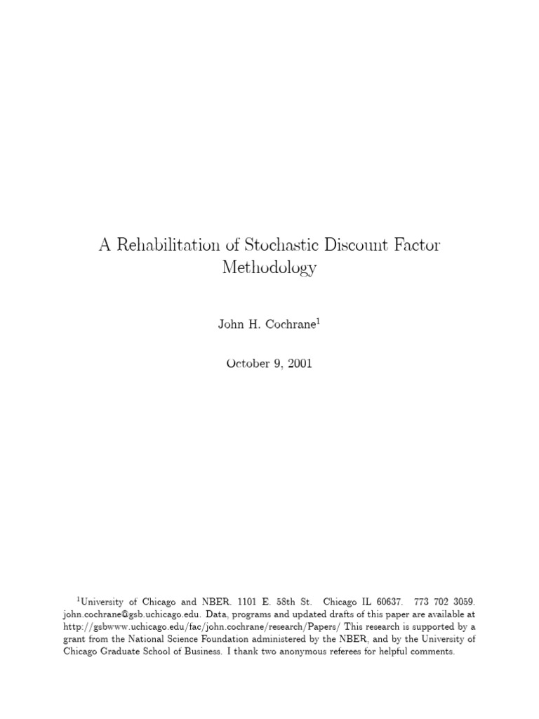 Cochrane Stoch Disc Factor | PDF | Errors And Residuals | Linear Regression