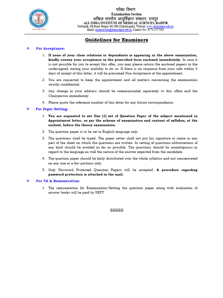 Guidelines for Paper Setters | PDF