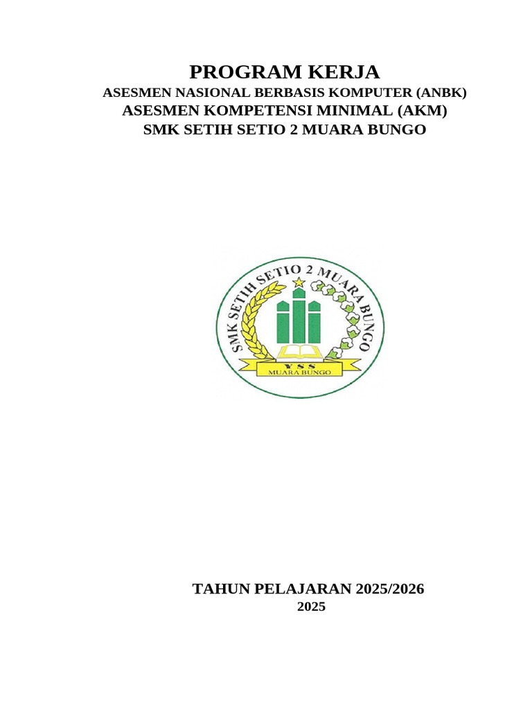 Program Kerja ANBK 2025 | PDF
