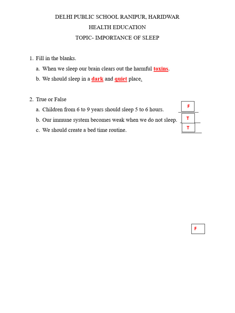Importance of Sleep Assignment | PDF