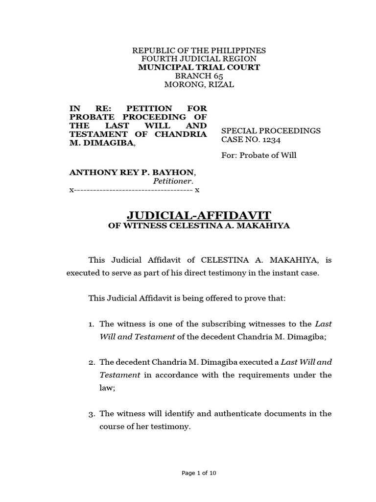 Annex I_Judicial Affidavit of Celestina a. Makahiya | PDF | Affidavit | Practice Of Law