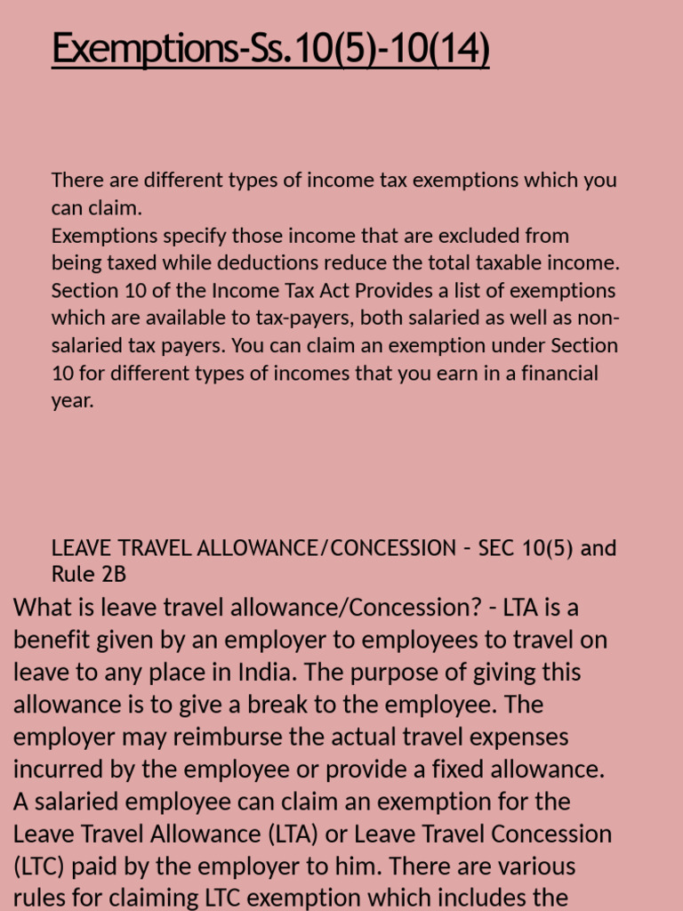 LTA and Gratuity Tax Exemptions Explained | PDF | Salary | Tax Exemption