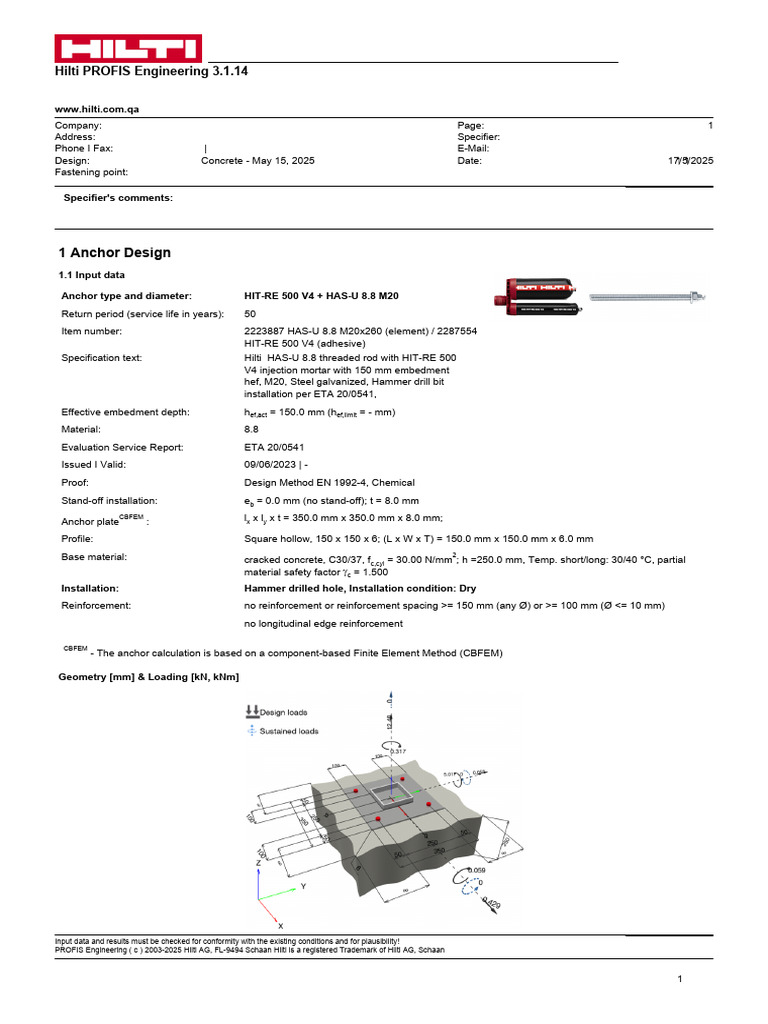 Anchoring Design Report -Type-D. | PDF | Structural Engineering | Materials
