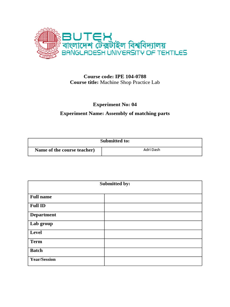 IPE Lab Report Cover Page | PDF