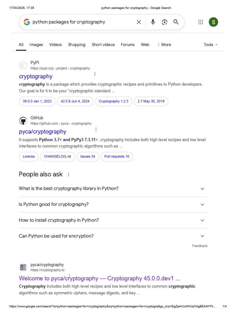 Python Packages For Cryptography | PDF | Cryptography | Python (Programming Language)
