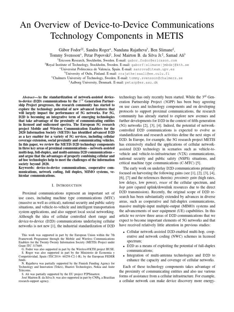 Device-to-Device Communications in 5G | PDF | Mimo | Duplex ...