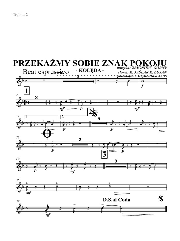 Znak pokoju - partytura - (2) - Trąbka 2 | PDF