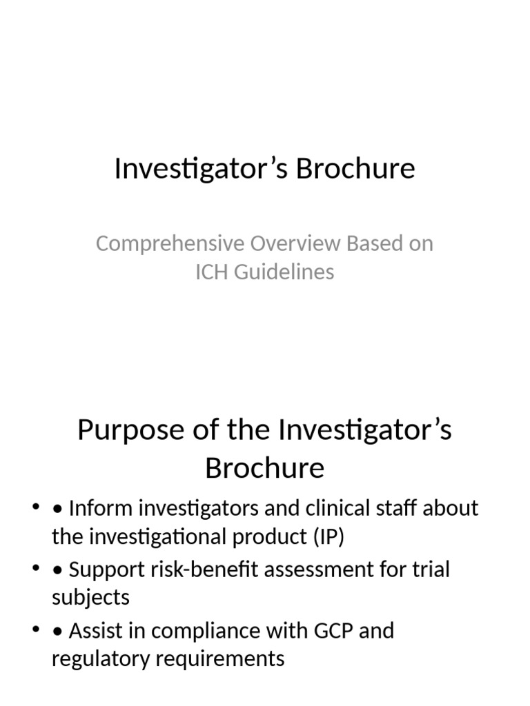Investigator Brochure Complete PPT | PDF