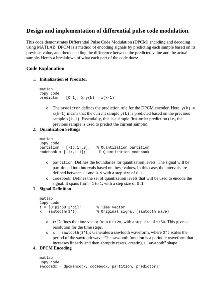 Design and Implementation of Differential Pulse Code Modulation Lab ...
