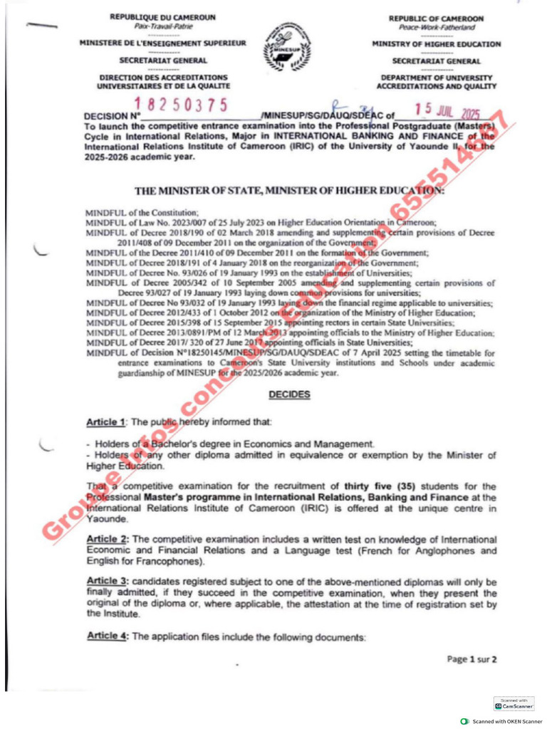 Concour IRIC 2025 2026-1 | PDF