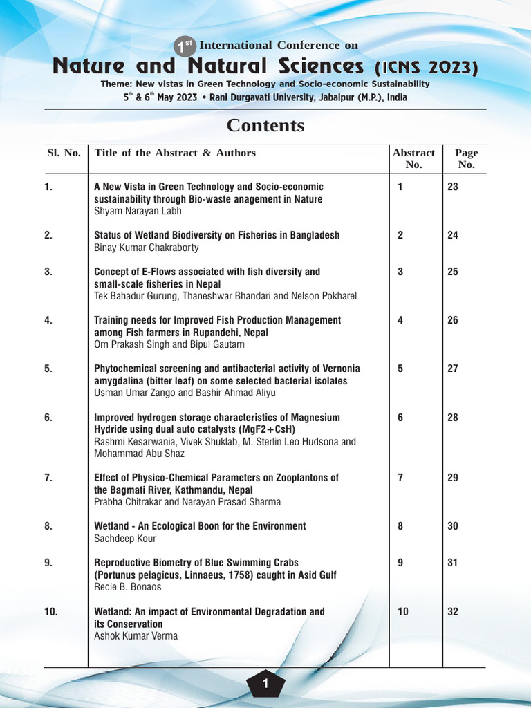 ICNS Birds Abstract | PDF | Environmental Technology | Natural Environment