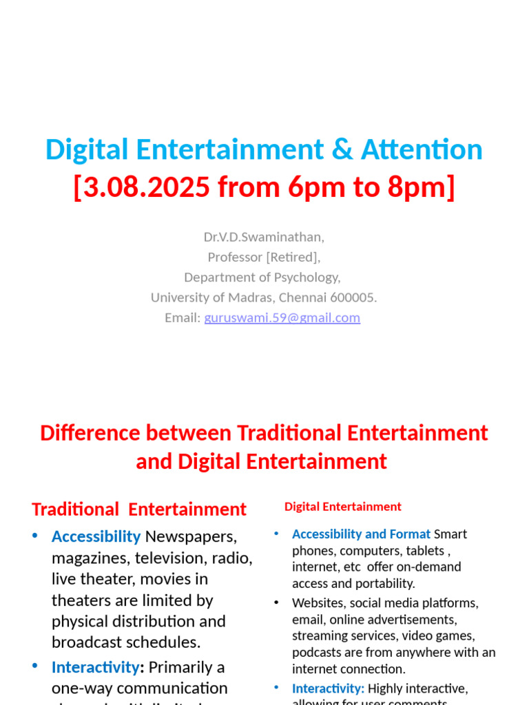 Digital Entertainment & Attention | PDF | Attention | Cognition