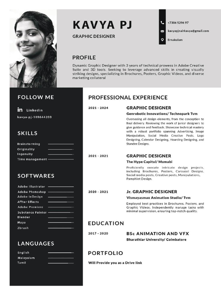 Resume Kavya PJ - GD | PDF