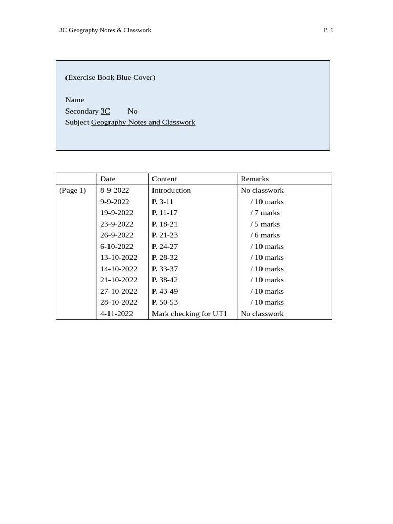 3C Class Work - 1st Term | PDF