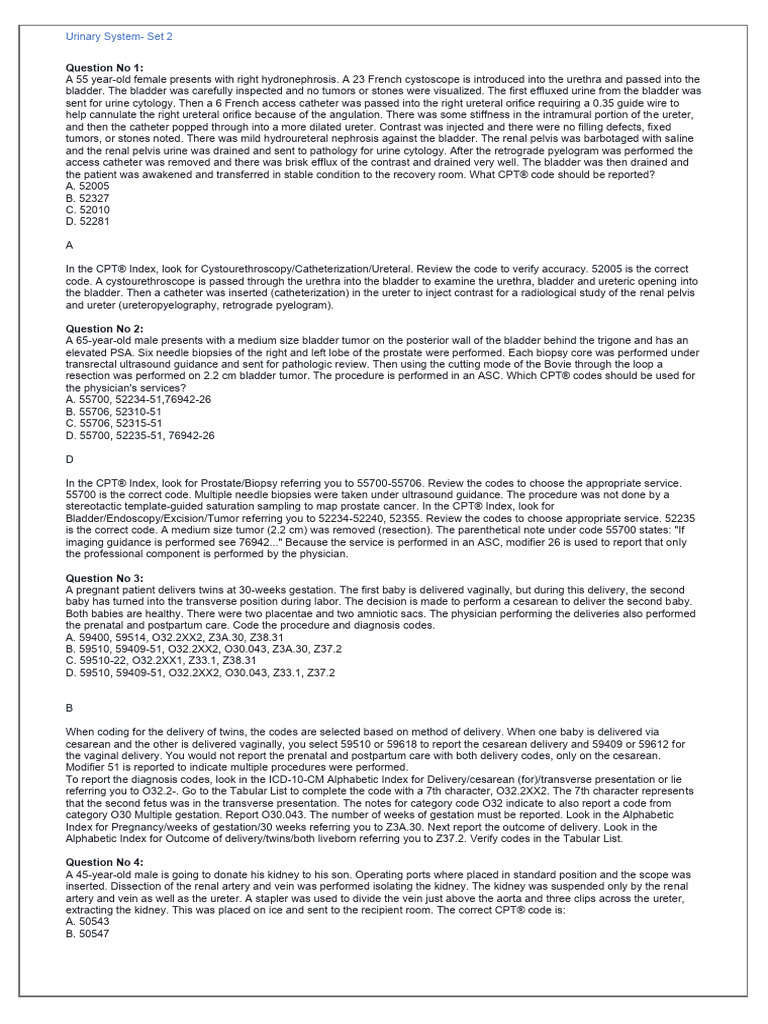 Urinary System Question - Set 2 | PDF | Childbirth | Clinical Medicine