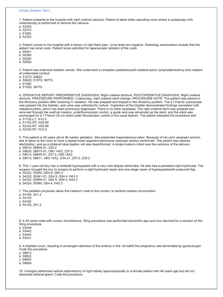 Urinary System Question - Set 3 | PDF | Childbirth | Pregnancy
