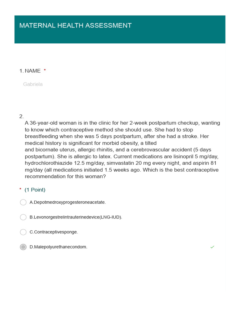Maternal Health Assessment-1 | PDF | Childbirth | Combined Oral ...