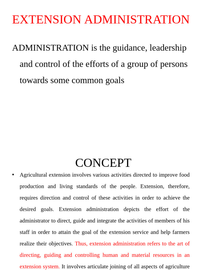 Principles of Extension Administration | PDF | Goal | Organizational ...