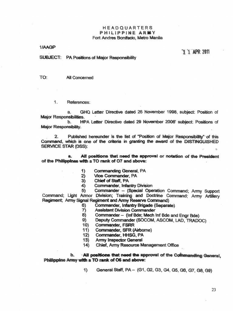 Position of Major Responsibility | PDF