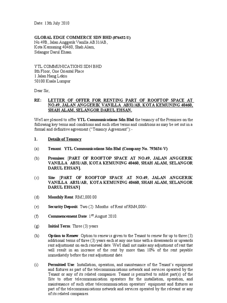 Offer Letter | PDF | Leasehold Estate | Land Law