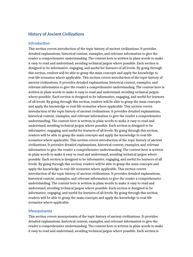 History of Ancient Civilizations | PDF | Understanding | Information